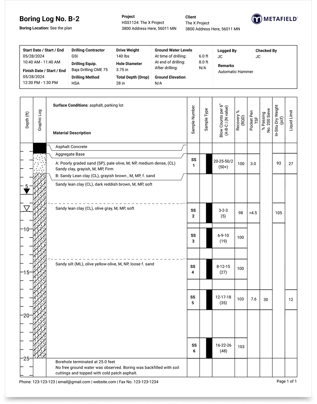 Boring Log Data Management and Report Software in MetaField